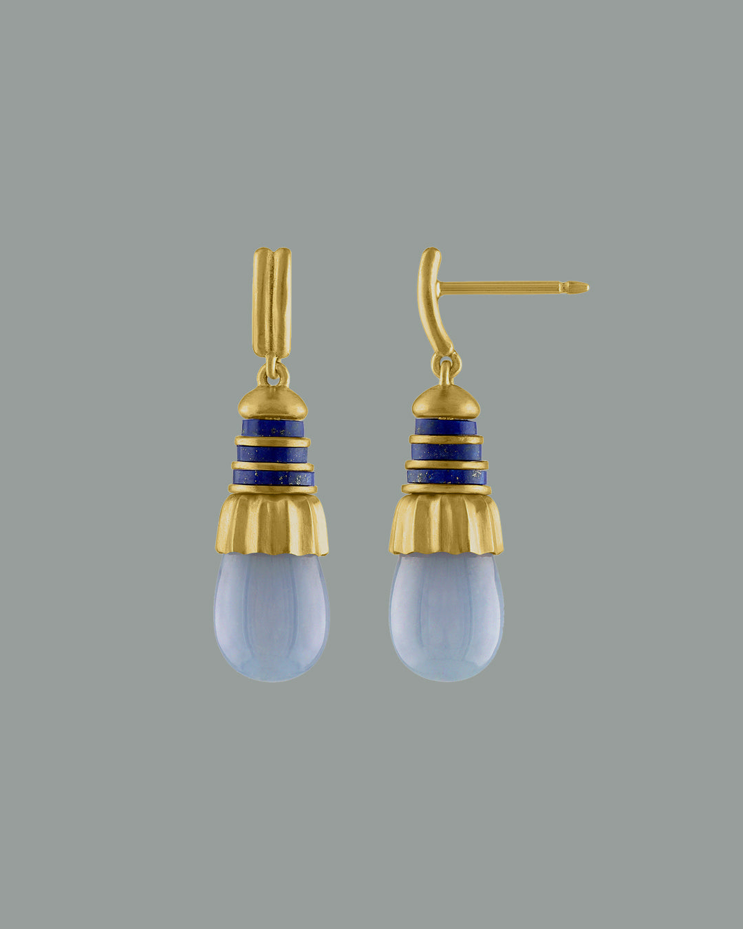 Chalcedony and Lapis Small Pyxis Earrings – Shihara Lab
